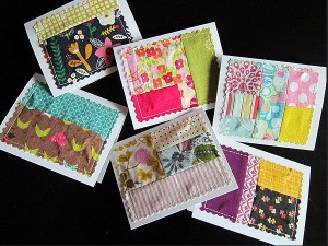Fabric scrap note cards – Quilting